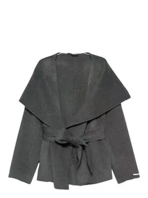 Marella Belted Shawl-collar Coat - Grey