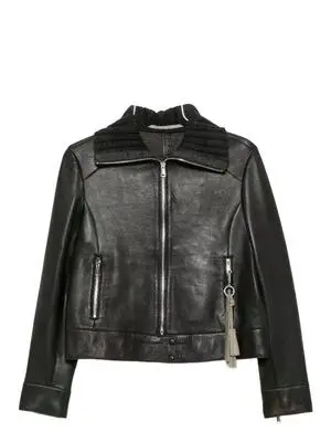 THE JACKIE LEATHERS Zip-up Leather Jacket - Black