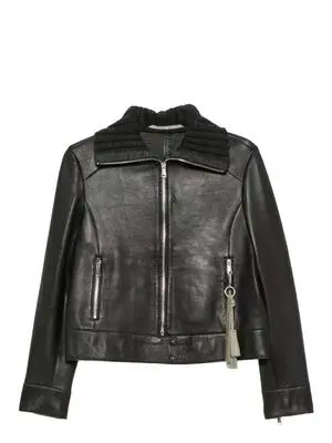 THE JACKIE LEATHERS Zip-up Leather Jacket - Black