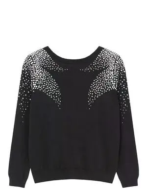 Ba&sh Embellished Knit Pullover Sweater - Black