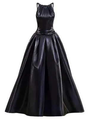 GEMY MAALOUF Embellished Halter Neck Gown - Black