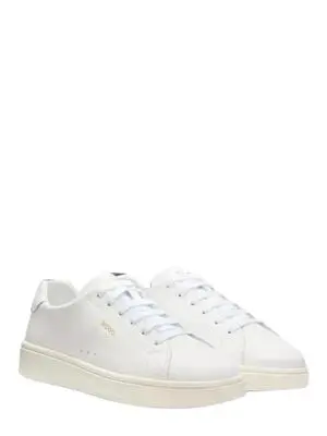 Hugo Nappa Leather Sneakers With Gold-tone Logo - White
