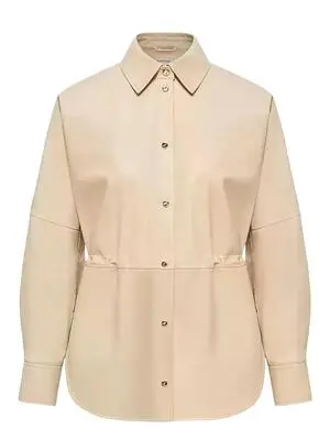 Moncler Leather Long-sleeve Shirt - Neutrals