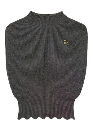 TWINSET Wool-blend Top With Brooch Detail - Grey