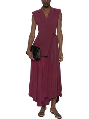 Simkhai Pleated Asymmetric Hem Midi Dress - Purple