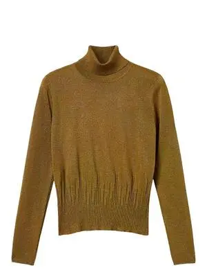 TWINSET Turtleneck Jumper With Lurex - Gold