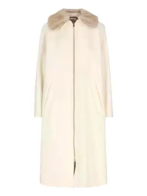HERNO Herno Faux Fur Collar Zip-Up Coat
