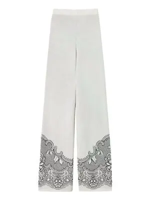 TWINSET Jacquard Wool-blend Knit Palazzo Trousers - Neutrals