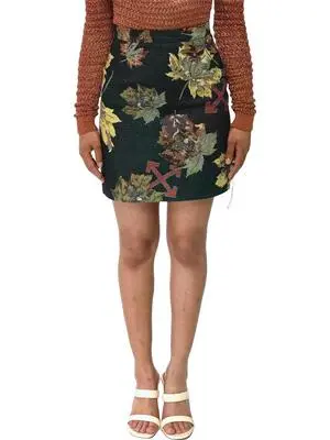 Off-White Jacquard Arrow Cross Leaf Print Mini Skirt - Black