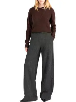 SOCIETE ANONYME Prince Of Wales Check Wool Wide Leg Trousers - Grey