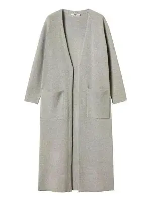 TWINSET Open Front Long Sleeve Coat With Patch Pockets - Grey