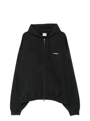 Vetements Logo-print Zip-up Hoodie - Black