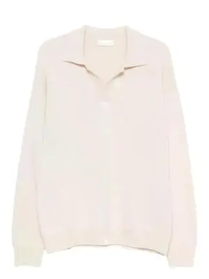 ROBERTO COLLINA Ribbed-trim Long-sleeve Polo Shirt - Neutrals