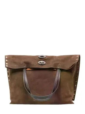 ZANELLATO Zanellato Medium A'Spasso Shoulder Bag With Stud Embellishments Brown