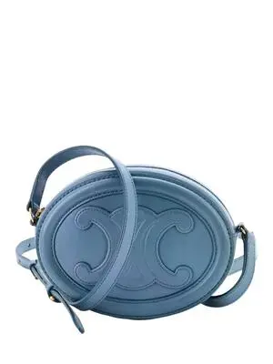 Celine Triomphe Oval Leather Mini Crossbody Bag - Blue