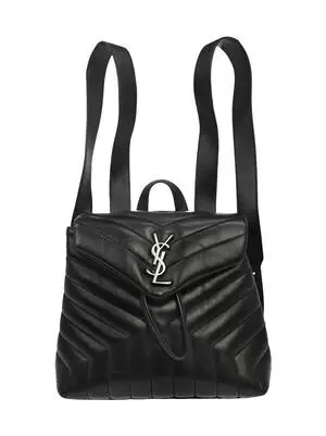 Saint Laurent Leather Quilted Loulou Backpack - Black
