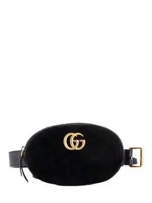 Gucci Gg Marmont Matelasse Velvet Belt Bag - Black