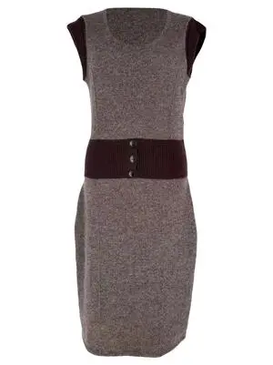 Dior Button Detail Knit Dress - Brown