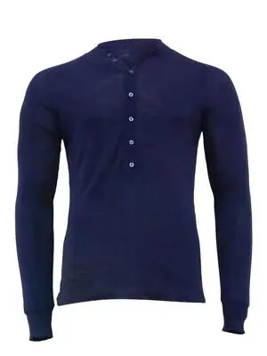 Fendi Navy Cotton Half-buttoned Fitted Sweater - Blue