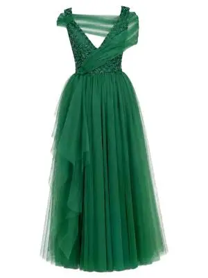 GEMY MAALOUF Embellished Tulle Gown - Green