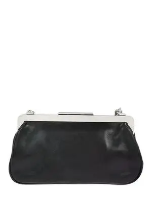Max Mara Snap-closure Leather Clutch Bag - Black