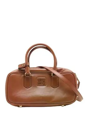Miu Miu Arcadie Leather Satchel - Brown