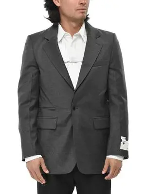Off-White Single-breasted Logo-patch Blazer - Grey
