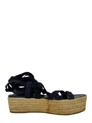 Miu Miu Strappy Espadrille Platform Sandals - Blue