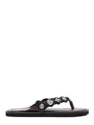 Toga Embellished Leather Sandals - Red