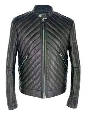 TOM FORD Quilted Leather Biker Jacket - Black
