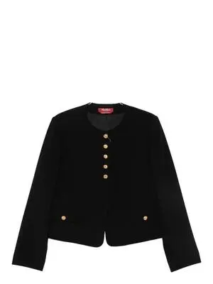Max Mara Collarless Jacket - Black