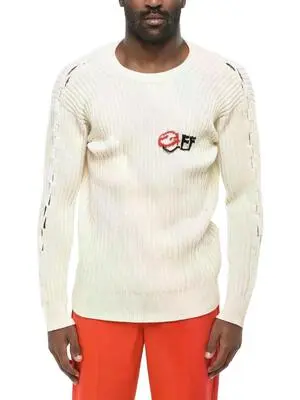 Off-White Lace-up Ribbed Sweater - Neutrals