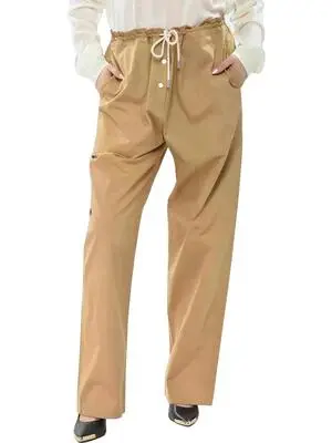 THE ROW Drawstring-waist Trousers In Beige Cotton - Neutrals