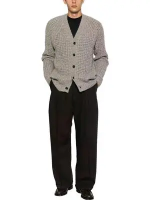ROBERTO COLLINA Waffle Knit V-neck Cardigan - Grey