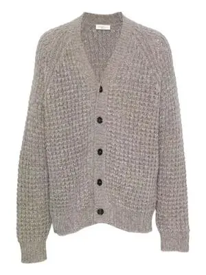 ROBERTO COLLINA Waffle Knit V-neck Cardigan - Grey