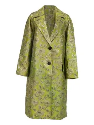 Prada Floral Brocade Raglan Sleeve Coat - Green
