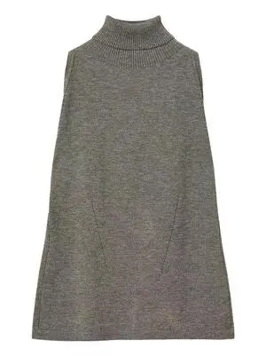TWINSET Turtleneck Knit Top With Openwork Details - Grey