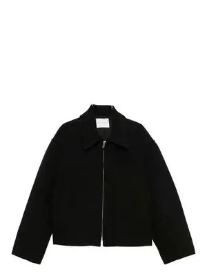 Studio Nicholson Zip-up Spread Collar Shirt Jacket - Black