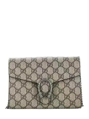 Gucci Dionysus Chain Wallet Gg Coated Canvas - Brown