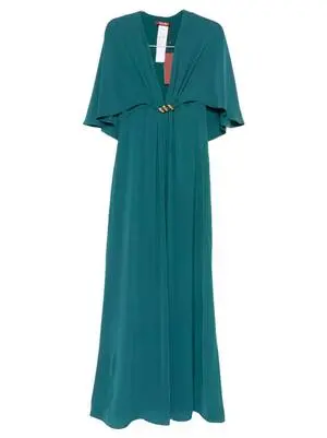 Max Mara Max Mara Cape Effect Maxi Dress With Gold-Tone Hardware Blue