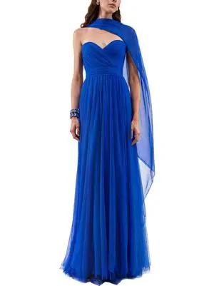 GEMY MAALOUF Pleated Draped Dress - Blue