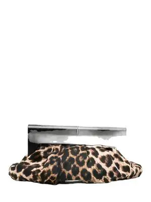 TWENTY FOURHAITCH Kenda Ruched Leopard Print Clutch Bag - Neutrals