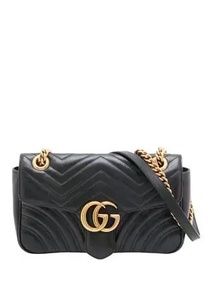Gucci Gg Marmont Matelasse Calfskin Shoulder Bag - Black