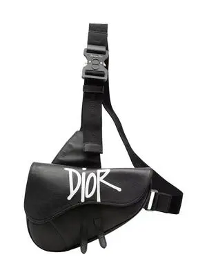 Dior Grained Calfskin Saddle Crossbody Bag - Black