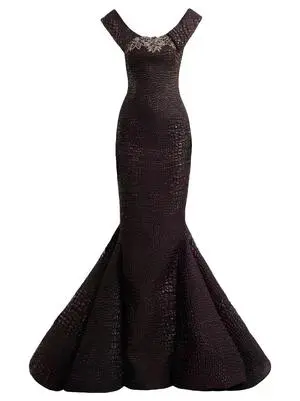 GEMY MAALOUF Embellished Mermaid Silhouette Dress - Black