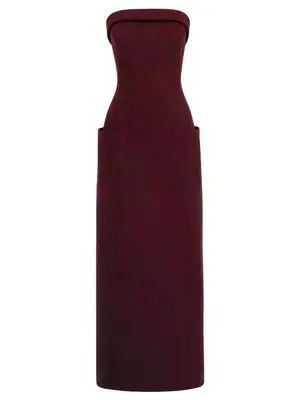 GEMY MAALOUF Strapless Maxi Dress With Pocket Detail - Red