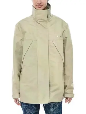 Off-White High Neck Zip And Touch-strap Jacket - Neutrals