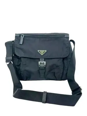Prada Buckled Messenger Bag - Black