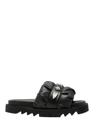 Toga Ruched Metal-embellished Sandals - Black