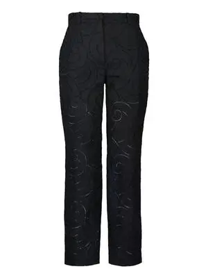 Mantū Embroidered Faille Straight Leg Trousers - Black